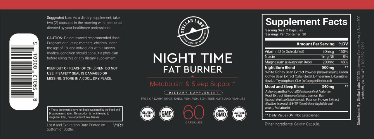 Supplements: Night Time Fat Burner - Stellar Labs®